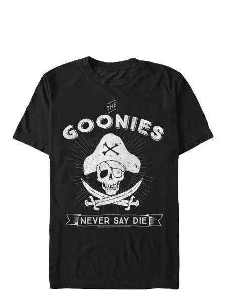 THE GOONIES Pirate Never Say Die Graphic T-shirt - Black