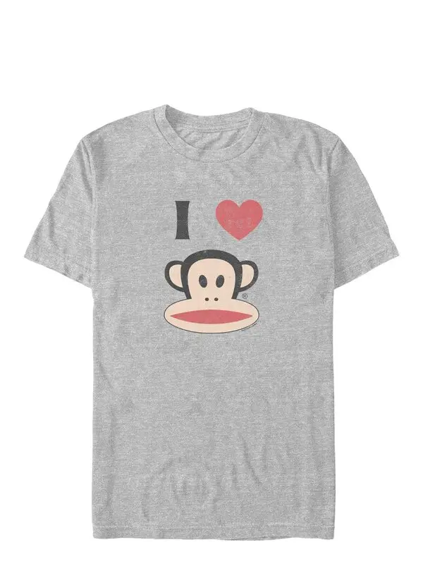 PAUL FRANK Distressed I Heart Julius Short Sleeve Graphic T-shirt - Athletic Heather