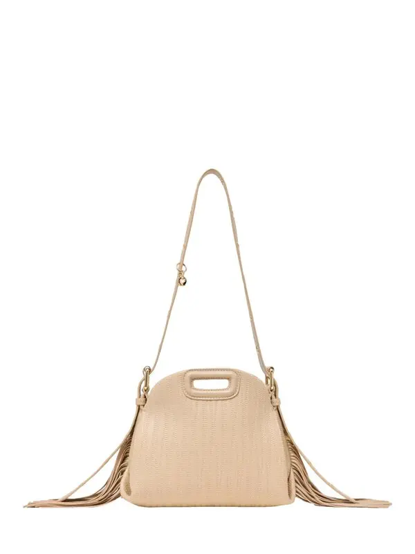 Maje Miss M Stitched Leather Mini Bag - Oatmeal