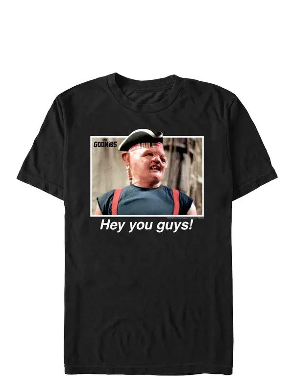 THE GOONIES Sloth Hey You Guys Photo Graphic T-shirt - Black