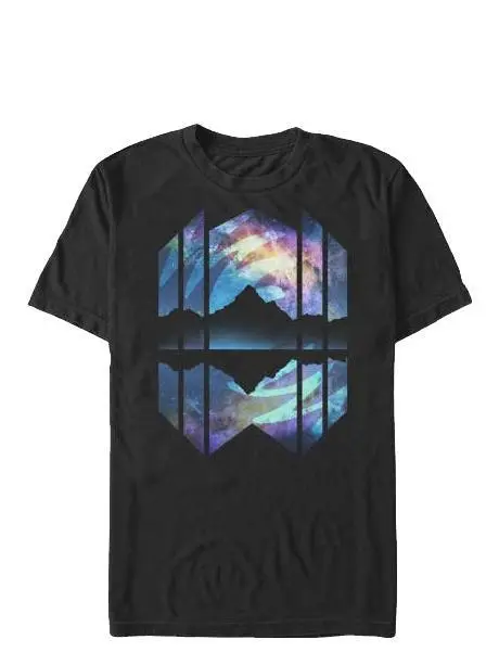 LOST GODS Geometric Northern Lights Graphic T-shirt - Black