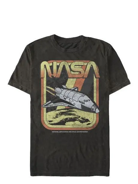 NASA Retro Rocket Poster Graphic T-shirt - Black