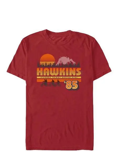 STRANGER THINGS Retro Hawkins Bikers Graphic T-shirt - Cardinal