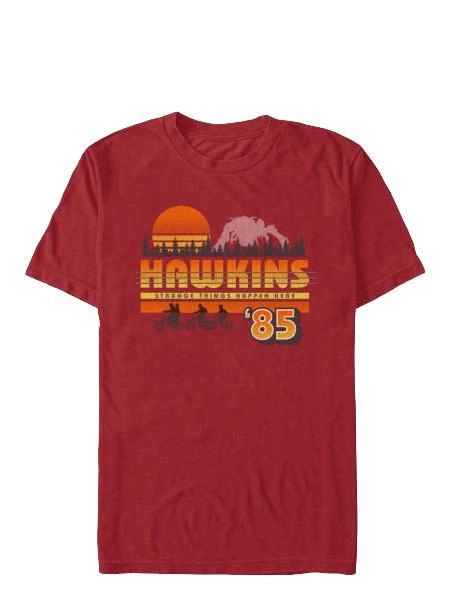 STRANGER THINGS Netflix Retro Hawkins Bikers Short Sleeve Graphic T-shirt - Cardinal