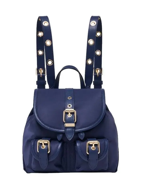 Maje Mini Leather And Nylon Backpack - Marine Blue