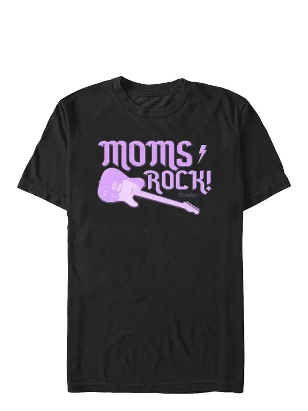 FENDER Moms Rock Purple Guitar Short Sleeve Graphic T-shirt - Black