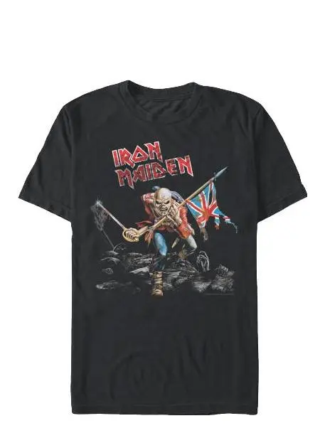 IRON MAIDEN Distressed The Trooper Graphic T-shirt - Black