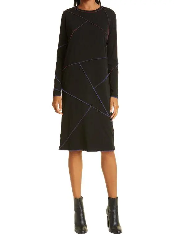Nicole Miller Long Sleeve Matte Jersey Dress - Black