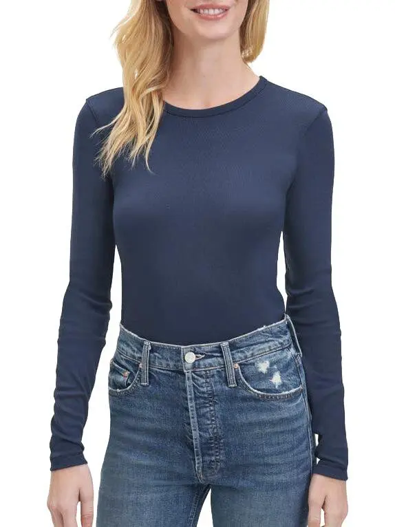 Splendid Classic Long Sleeve Crewneck T-shirt - Navy