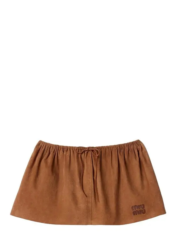 Miu Miu Waxed Suede Mini Skirt - Cinnamon