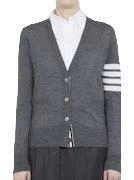 Thom Browne V-neck Cardigan With Four Bar Detail - Multicolor
