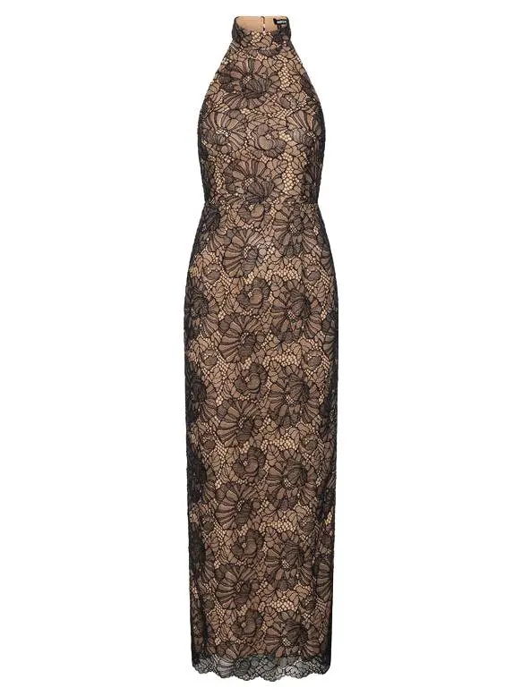 ROTATE BY BIRGER CHRISTENSEN Lace Halterneck Evening Dress - Black