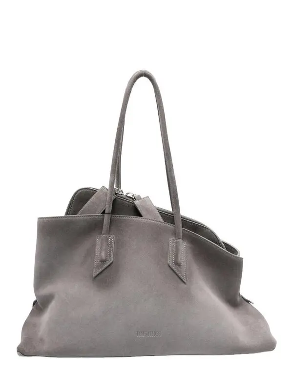 Attico Grey Calf Leather Shoulder Bag - Gray