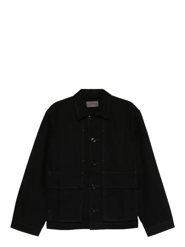LEMAIRE Cotton And Leather Shirt Jacket - Black