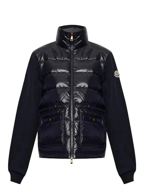 Moncler Navy Down Feather Padding Cardigan - Blue