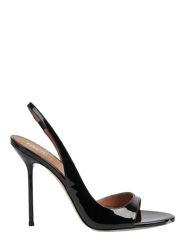 Paris Texas Patent Calf Leather Slingback Stiletto Heels - Black