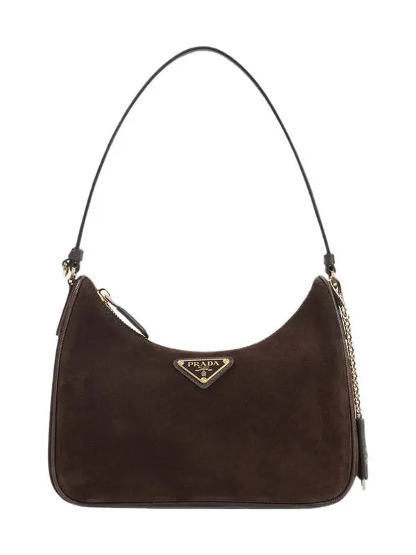 Prada Calf Suede Tote Bag - Brown