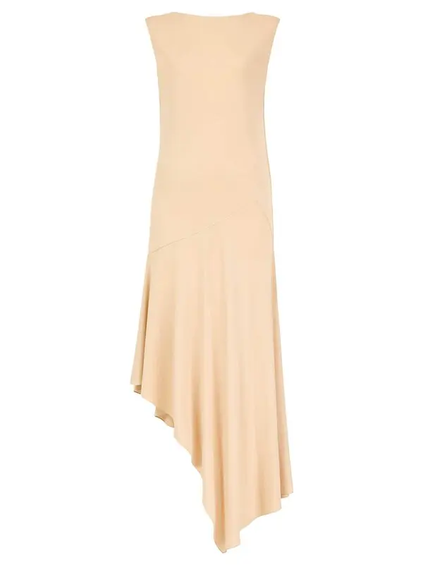 Alaïa Asymmetrical Midi Dress In Jersey - Beige