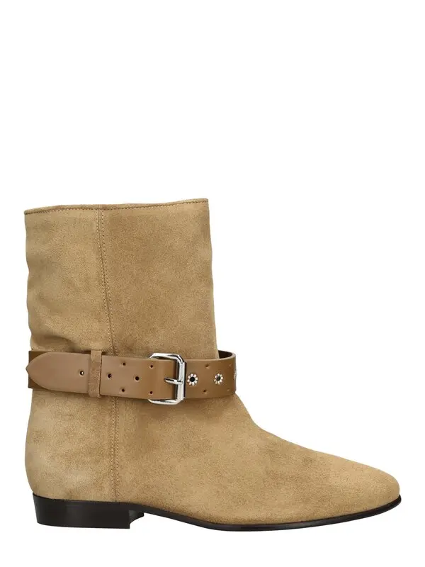 Isabel Marant Étoile Suede Buckled Ankle Boots - Brown