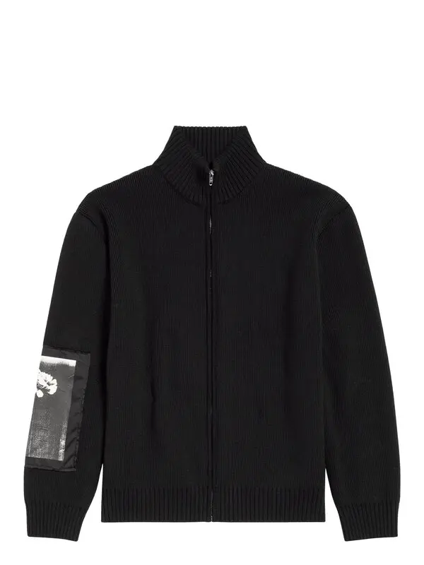 Balenciaga Wool Zip-up Jacket With Graphic And Patch Details - Black