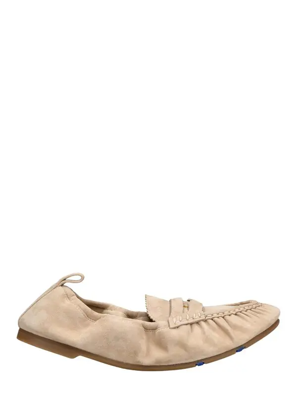 Burberry Suede Fawn Loafers - Ivory