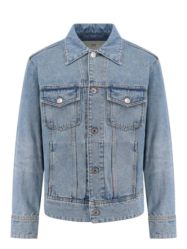 AMI Paris Denim Trucker Jacket - Gray