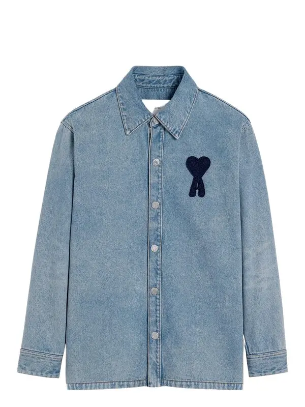 AMI Paris De Coeur Denim Overshirt - Second-hand Blue