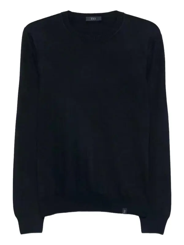 FAY Virgin Wool Crew Neck Sweater - Blue
