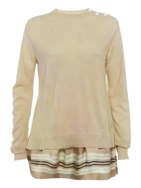 LOUIS VUITTON Layered Hem Crew Neck Sweater - Neutrals