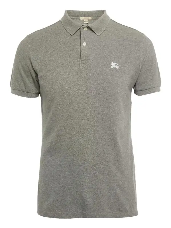 Burberry Embroidered-logo Short-sleeve Polo Shirt - Grey