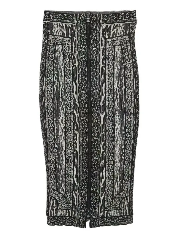 Herve Leger Patterned Pencil Skirt - Black