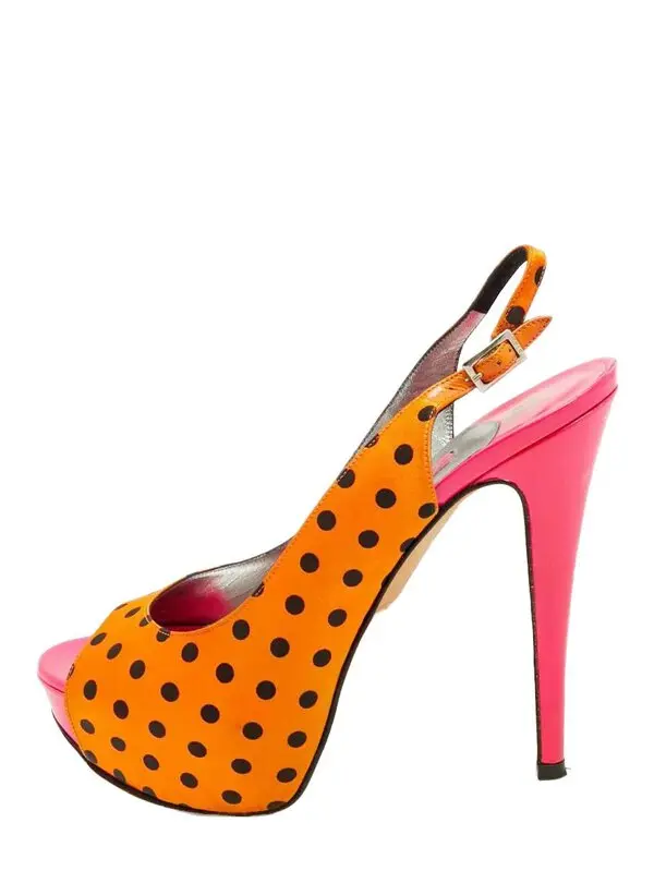 GINA Polka-dot Satin Heeled Sandals - Gold