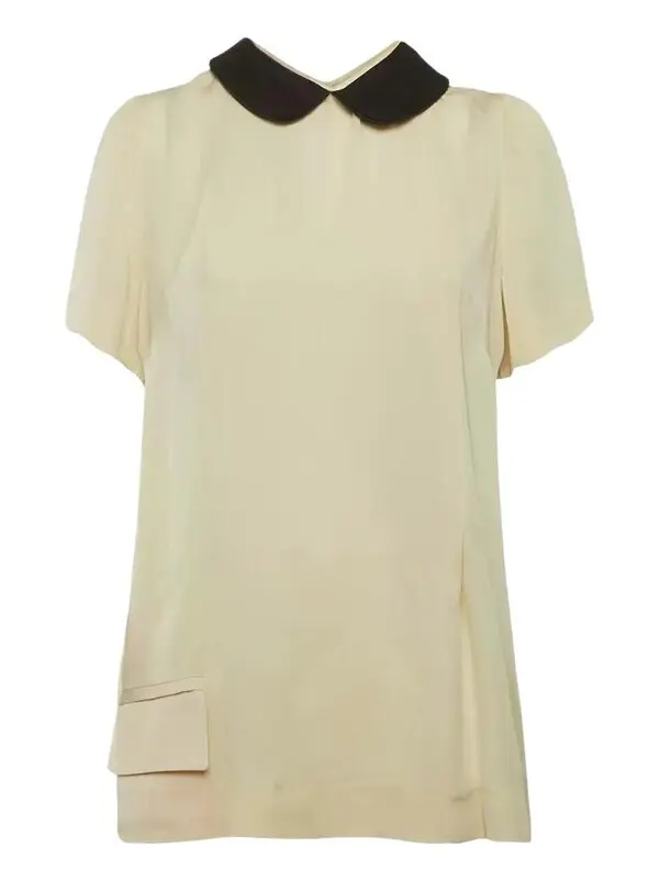 Marni Crepe Collared Top - Neutrals