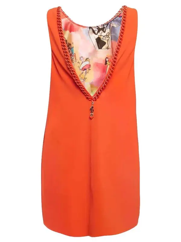Elisabetta Franchi Crepe Mini Dress With Chain-link Trim - Orange