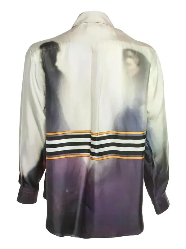 Burberry Arianna Monogram Print Silk Shirt - Neutrals