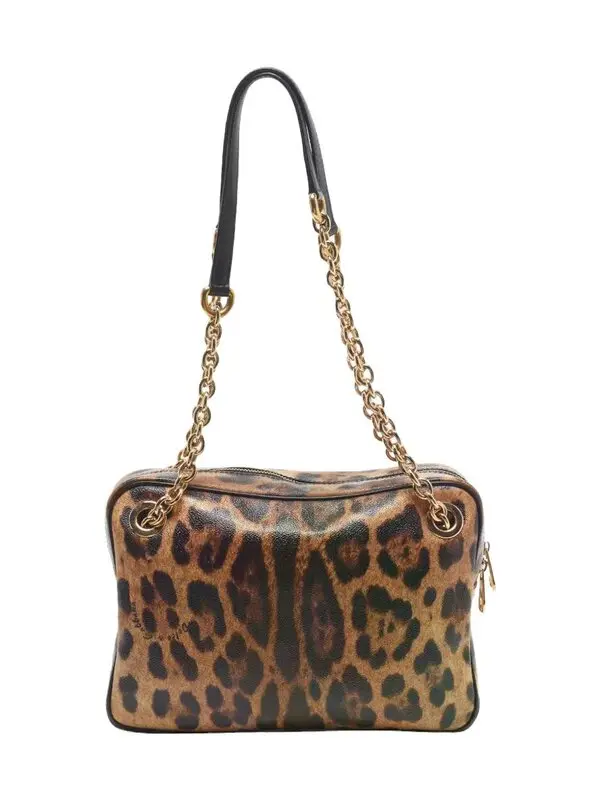 Dolce & Gabbana Leopard Print Shoulder Bag - Brown