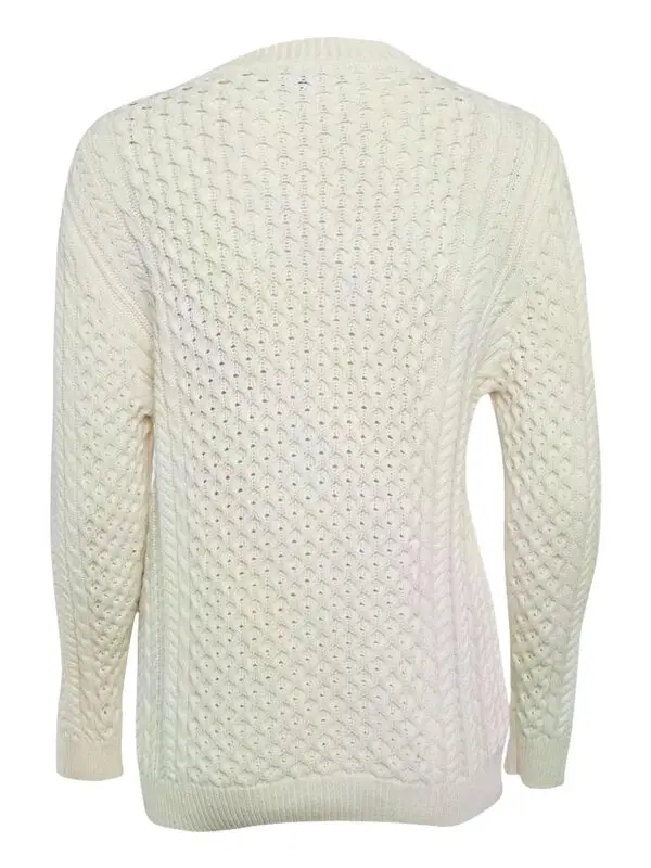 Stella McCartney White Cable Knit Crew Neck Sweater - Neutrals