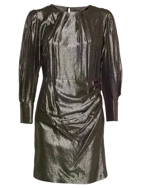 Maje Striped Metallic Mini Dress - Silver