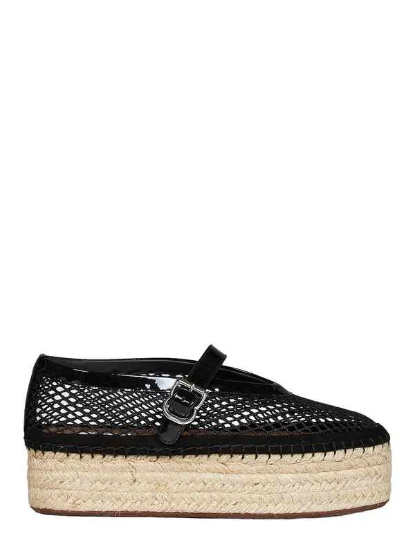 Alaïa Black Fishnet And Patent Leather Wedge Espadrilles - Multicolor