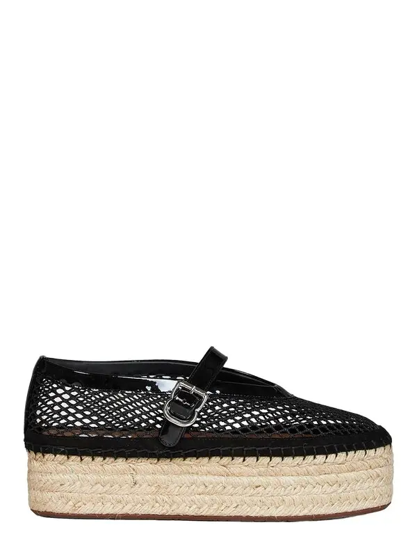 Alaïa Black Fishnet And Patent Leather Wedge Espadrilles - Multicolor