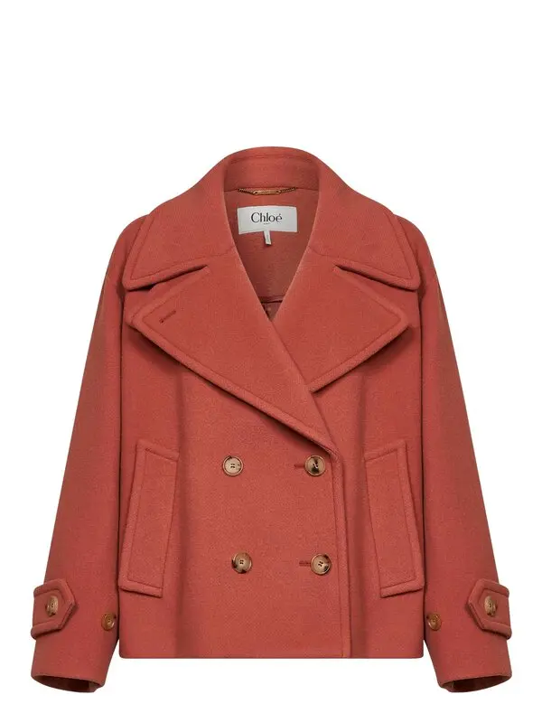 Chloé Double-breasted Wool Blend Short Coat - Multicolor
