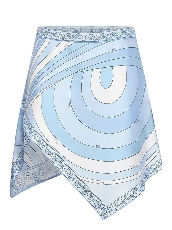 Emilio Pucci Pale Blue Iride-print Silk Twill Mini Scarf Skirt - Multicolor