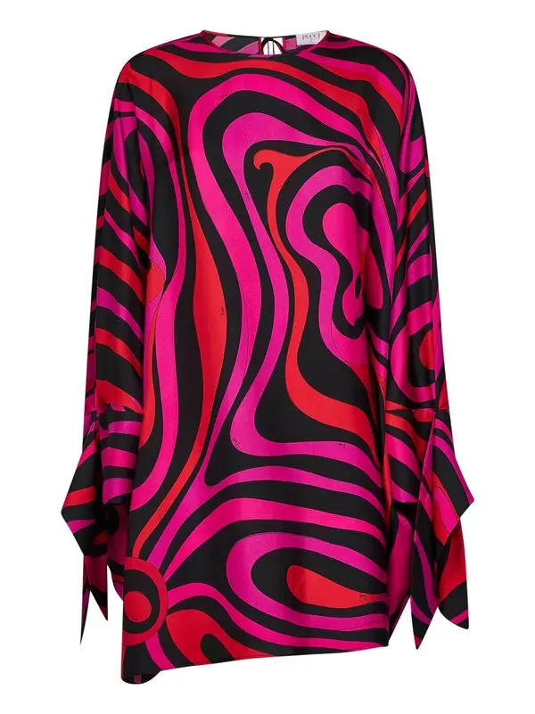 Emilio Pucci Silk Kaftan With Marmo Print - Multicolor