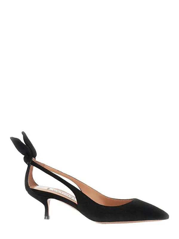 AQUAZZURA Bow Tie Pump 50 Suede And Nappa Leather - Multicolor