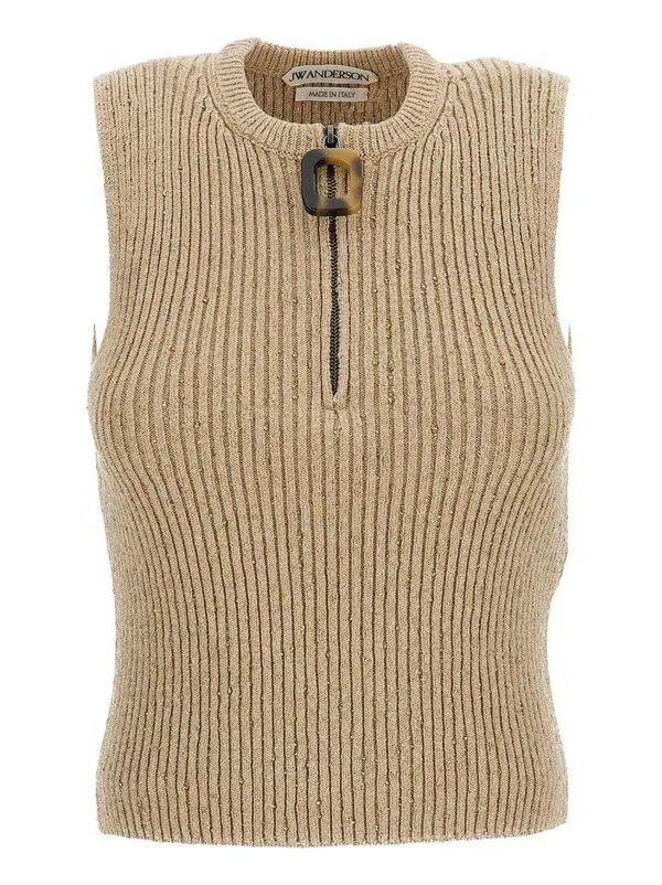 JW Anderson Ribbed Knit Zip Tank Top - Multicolor