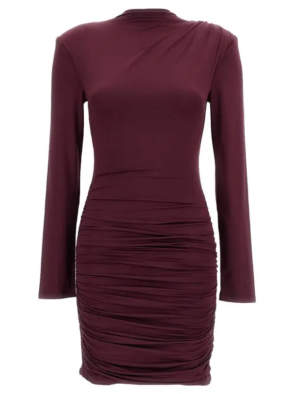 ROTATE BY BIRGER CHRISTENSEN Long Sleeve High Neck Drapey Mini Dress - Multicolor