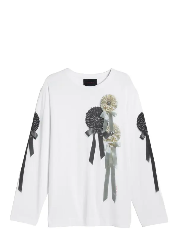 Simone Rocha Long Sleeve T-shirt With Ribbon Rosette Print - Multicolor
