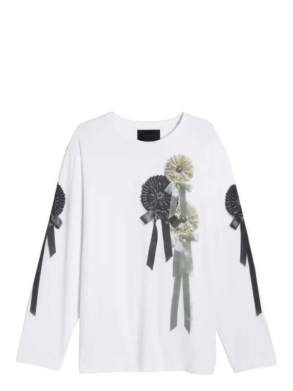 Simone Rocha Long Sleeve T-shirt With Ribbon Rosette Print - Multicolor