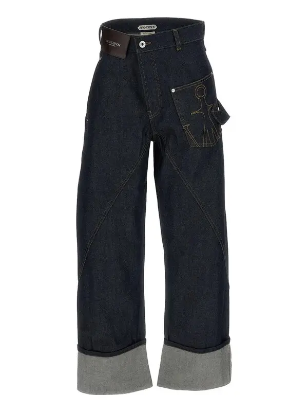 JW Anderson Twisted Turn-up Workwear Denim Jeans - Multicolor