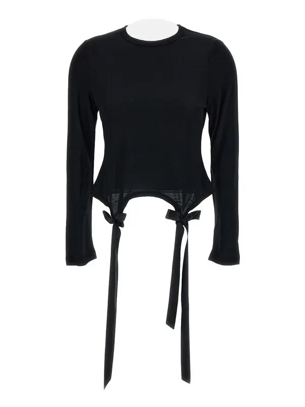 Simone Rocha Long-sleeve Bow Detail Cropped Top - Multicolor